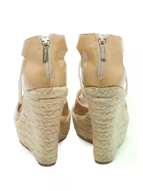 JIMMY CHOO Patent Leather Wedge Sandals