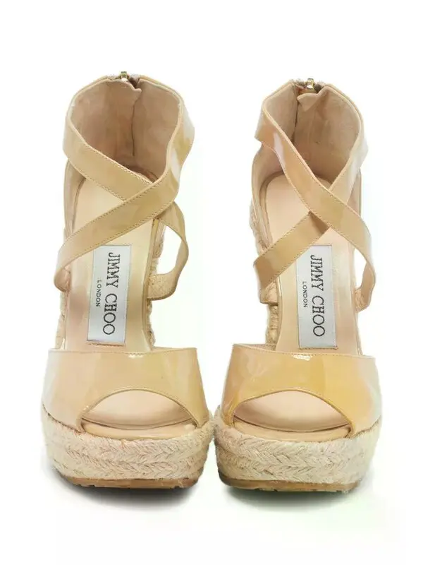 JIMMY CHOO Patent Leather Wedge Sandals