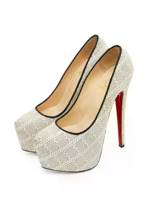CHRISTIAN LOUBOUTIN Daffodile Raffia Platform Pumps - Neutrals
