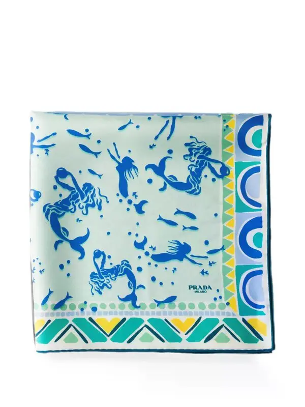 Prada Printed Silk Twill Scarf 55