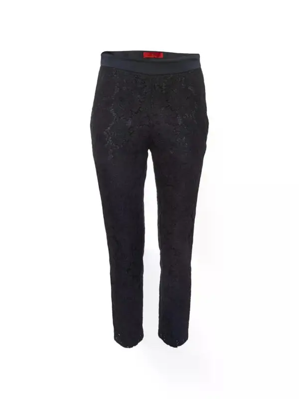 Carolina Herrera Navy Floral Lace Tailored Trousers