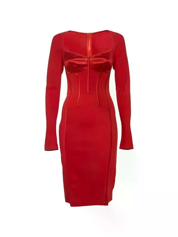 Dolce & Gabbana Corset-style Satin Midi Dress - Red