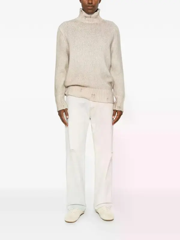 Avant Toi Distressed Roll-neck Sweater
