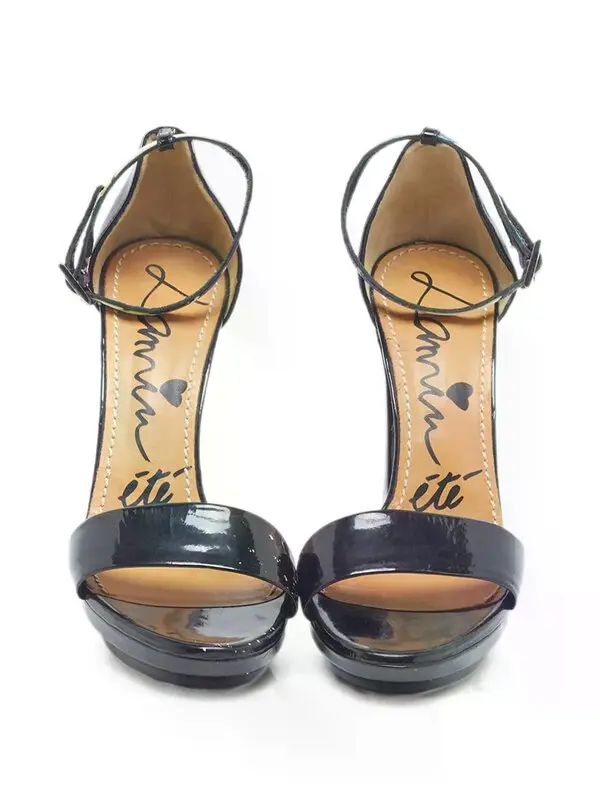 LANVIN Patent Leather Ankle-strap Platform Sandals - Black