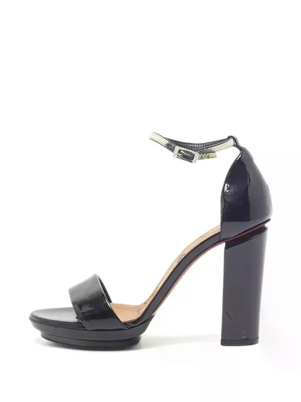 LANVIN Patent Leather Ankle-strap Platform Sandals - Black