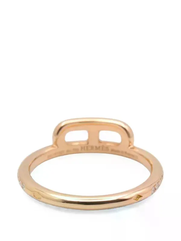 Hermès 18k Rose Gold Diamond Ring - Pink