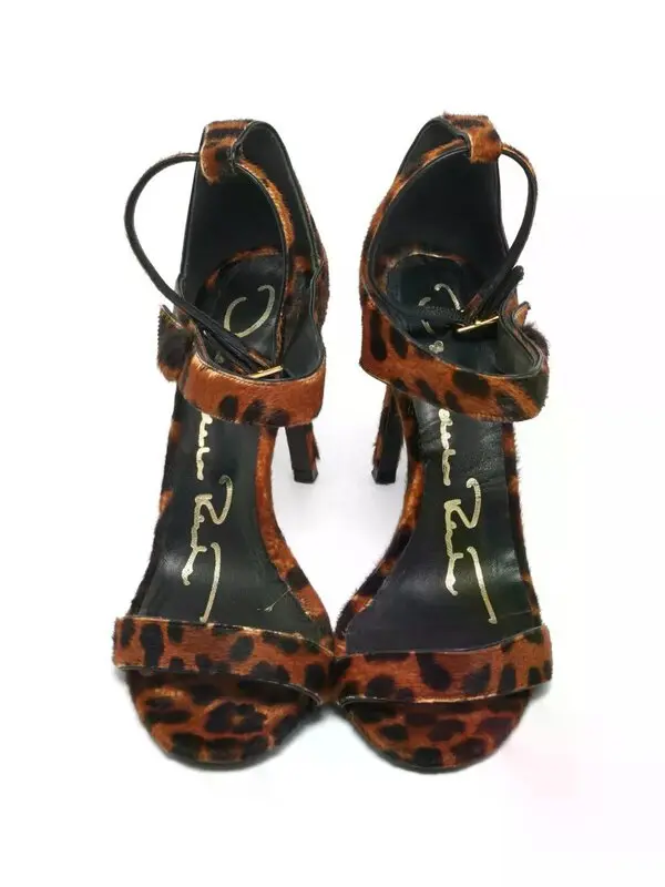 Oscar De La Renta Leopard-print Stiletto Sandals