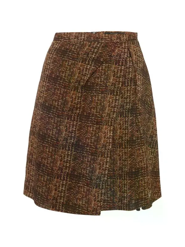 Max Mara Plaid Pattern Mini Skirt - Brown