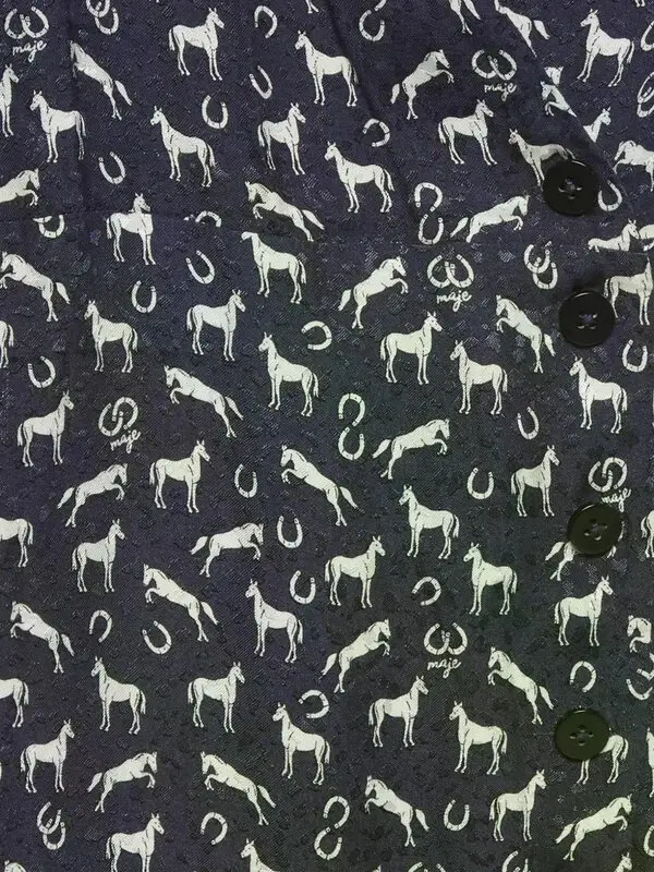 Maje Horse-print V-neck Midi Dress