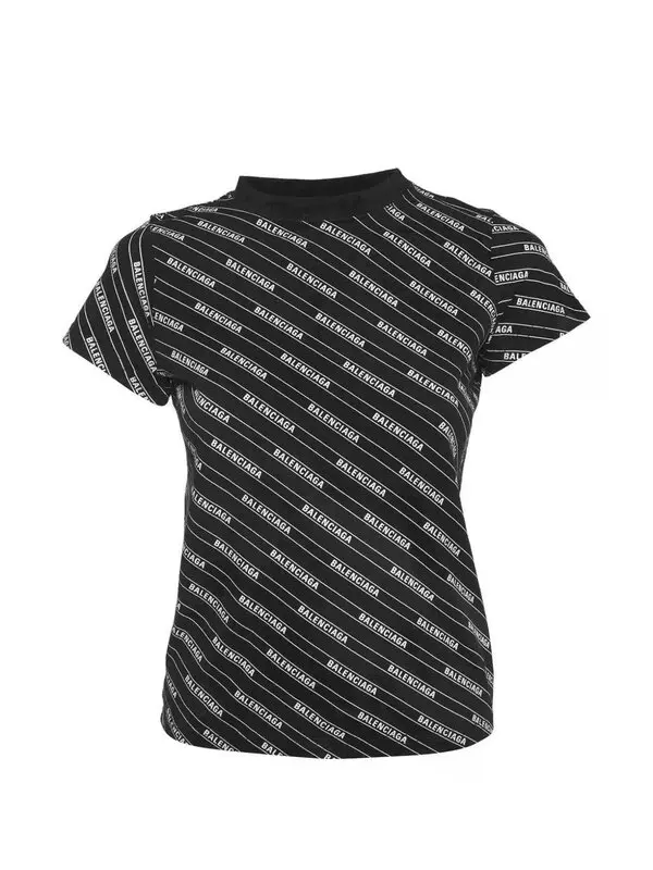 Balenciaga Logo Print T-shirt - Black
