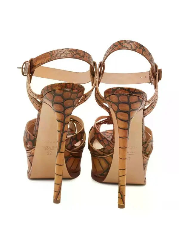 Casadei Croc-embossed Ankle-strap Sandals
