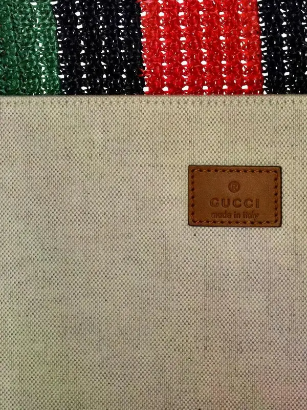 Gucci Interlocking G Web Raffia Medium Tote Bag