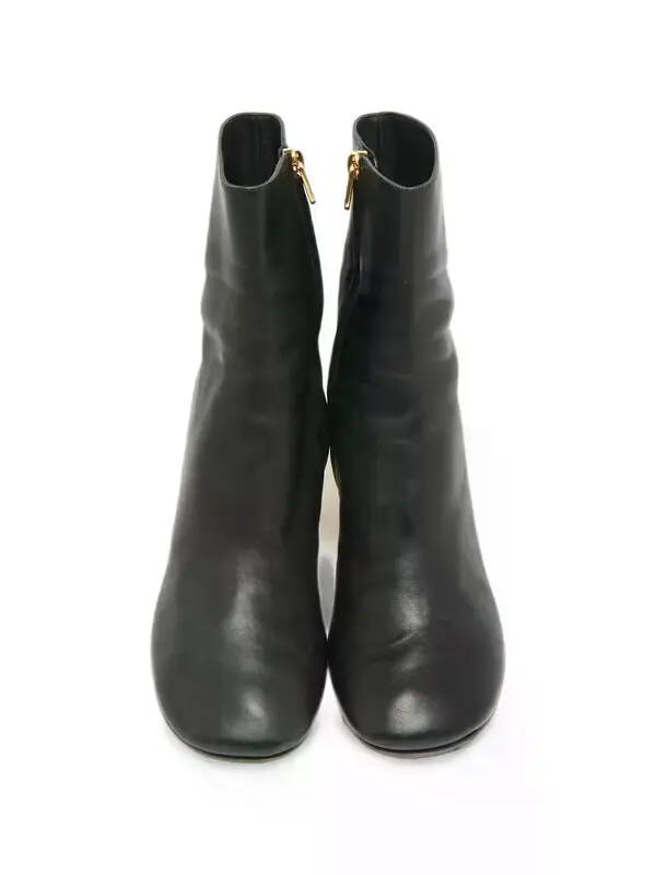 Fendi Leather Ankle Boots With Sculptural Gold-tone Heel