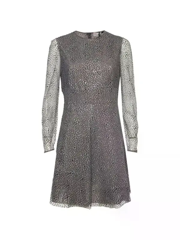Red Valentino Tulle Dot Pattern Mini Dress - Grey