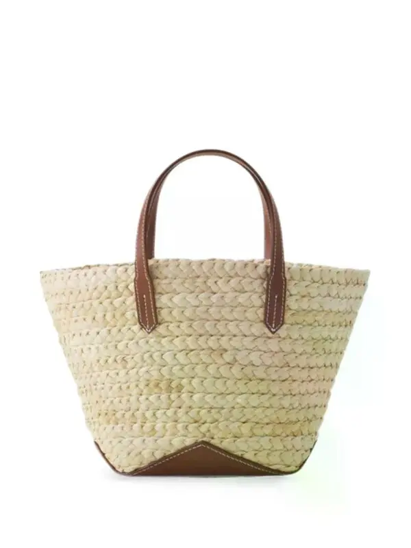 LANVIN Woven Leather-trimmed Tote Bag - Neutrals