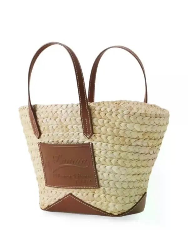 LANVIN Woven Leather-trimmed Tote Bag