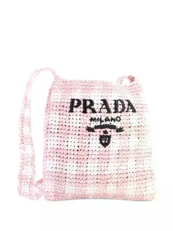 Prada Raffia Messenger Bag - Pink