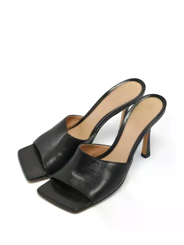 Bottega Veneta Stretch Square-toe Leather Heeled Sandals