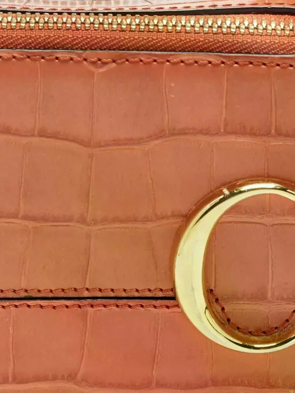 Chloé Mini C Vanity Croc-embossed Leather Shoulder Bag