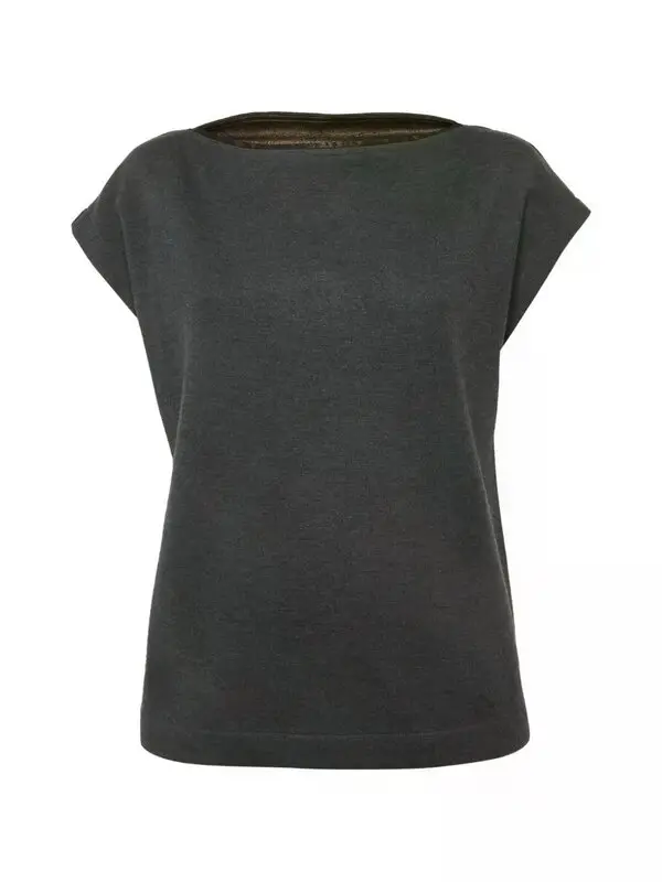 Fendi Wool Knit Boat Neck Top - Grey