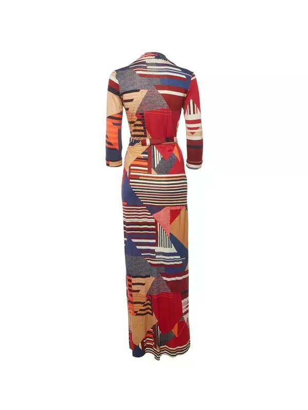 Diane Von Furstenberg Abigail Geometric Print Wrap Maxi Dress