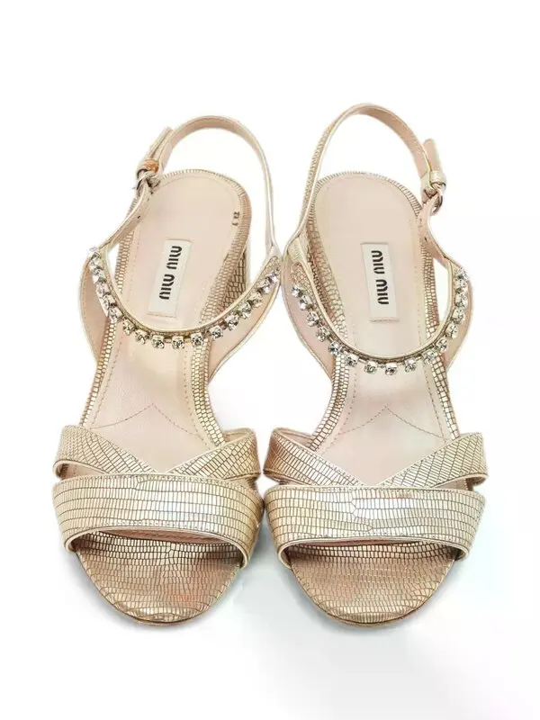 Miu Miu Crystal-embellished Lizard-effect Sandals