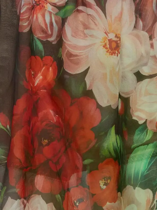Dolce & Gabbana Floral Print Sheer Midi Skirt