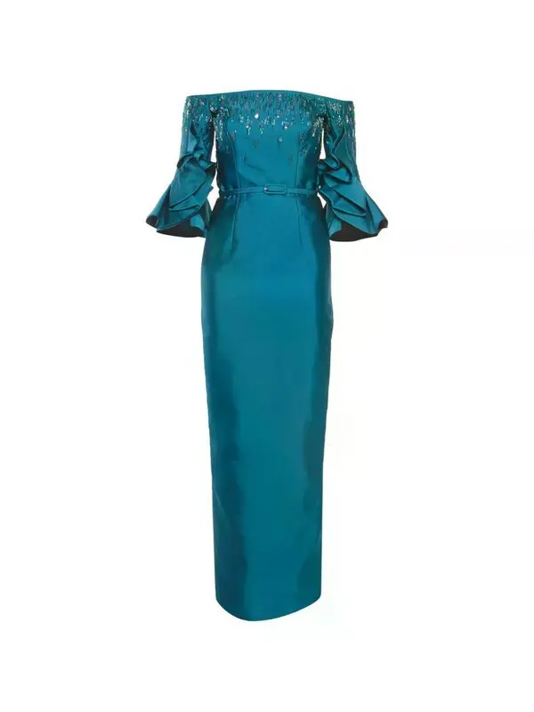 RAMI AL ALI Embellished Ruffle-sleeve Maxi Dress