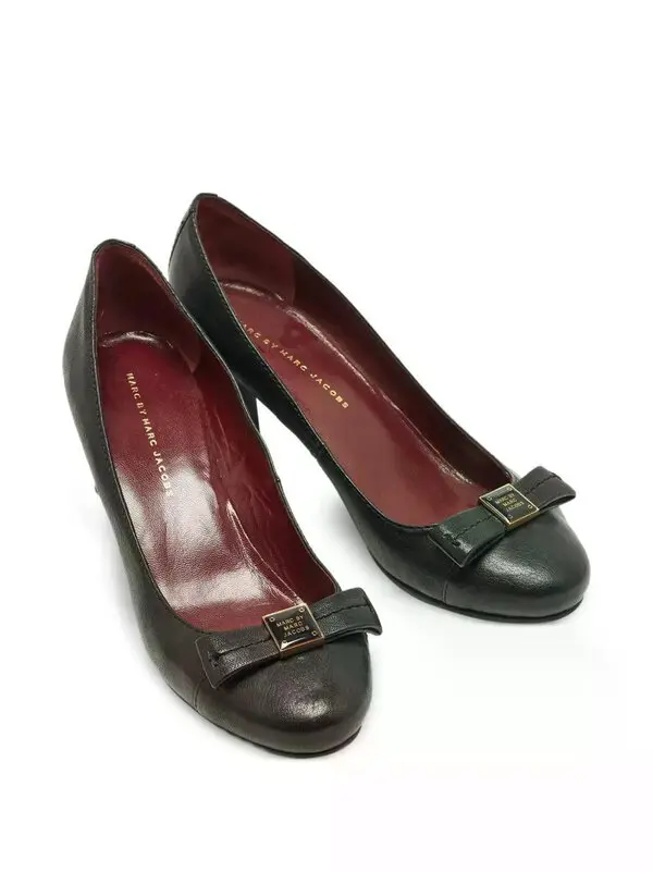 Marc Jacobs Leather Bow Detail Block Heel Pumps