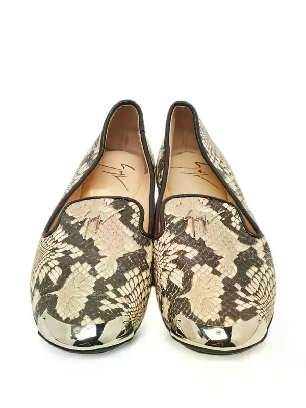 GIUSEPPE ZANOTTI Python-embossed Leather Slippers With Metal Toe Cap