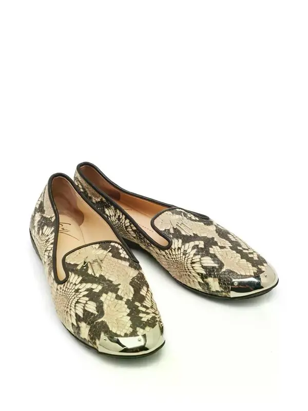 GIUSEPPE ZANOTTI Python-embossed Leather Slippers With Metal Toe Cap