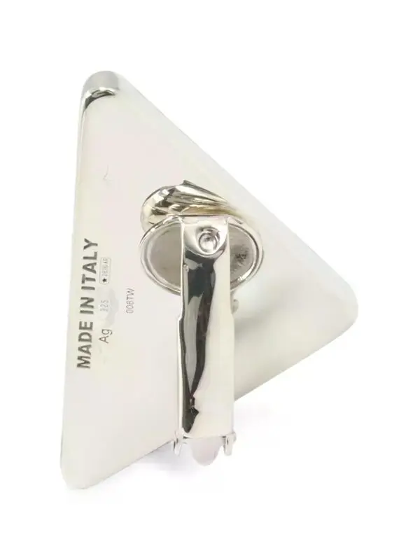 Prada Enamel Triangle Logo Plaque Clip-on Earring