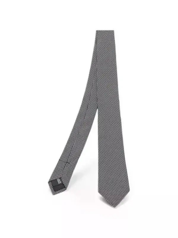 Dolce & Gabbana Silk Geometric Pattern Skinny Tie - Black
