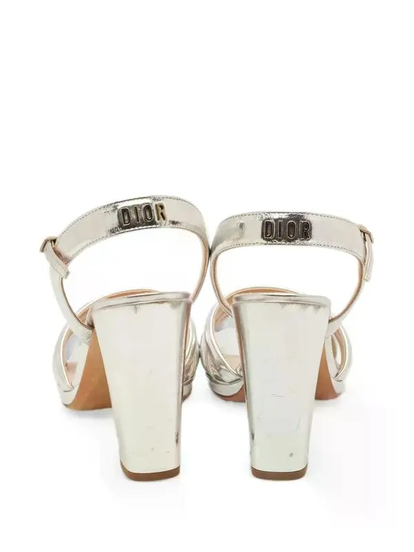 Dior Leather Block Heel Ankle Strap Sandals
