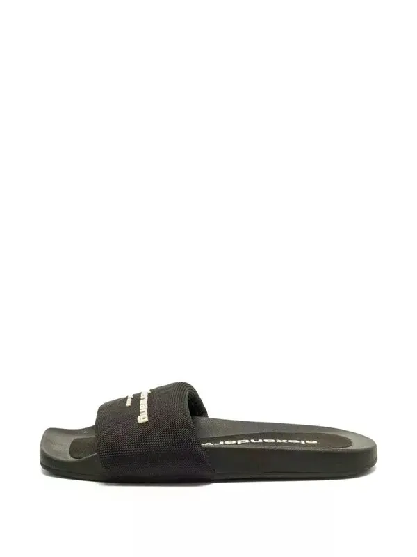 Alexander Wang Logo Print Pool Slides - Black