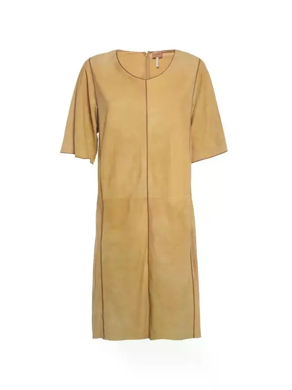 Hermès Suede Leather Mini Dress - Neutrals