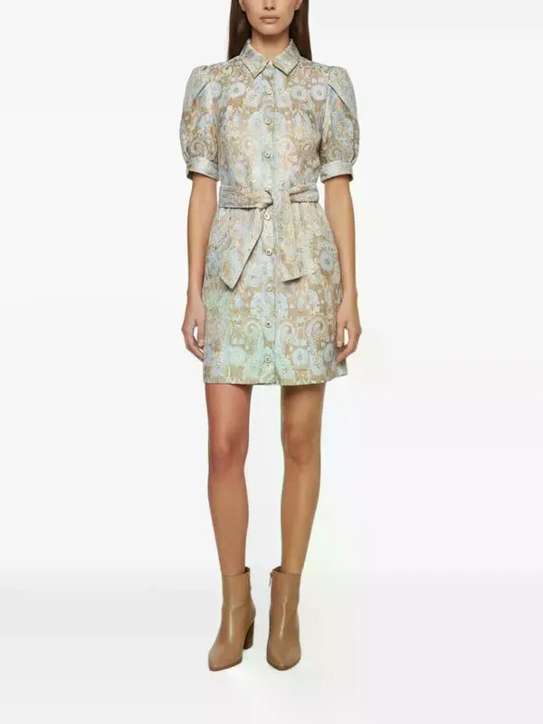 Sandro Orlan Puff Sleeve Mini Shirt Dress - Blue