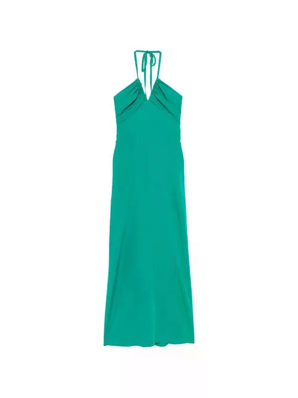 MOUTAKI V-neck Maxi Dress With Bow Detail - Green