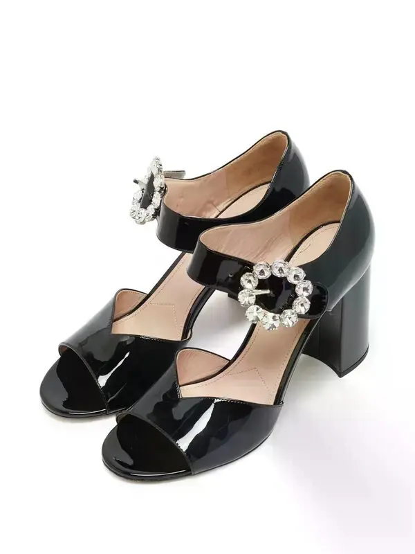 Miu Miu Embellished Mary Jane Pumps - Black
