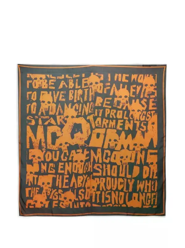 Alexander McQueen Printed Silk Scarf - Black