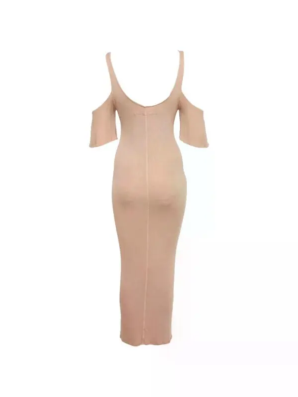 424 Rib-knit Open-shoulder Maxi Dress - Neutrals