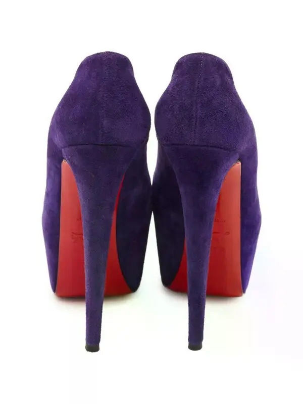 CHRISTIAN LOUBOUTIN Calf Suede Daffodile Platform Almond Toe Stiletto Heel Pumps - Purple