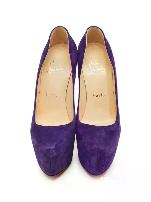 CHRISTIAN LOUBOUTIN Calf Suede Daffodile Platform Almond Toe Stiletto Heel Pumps - Purple