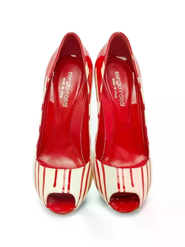 SERGIO ROSSI Drip-paint Peep-toe Pumps