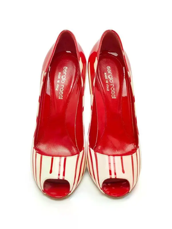 SERGIO ROSSI Drip-paint Peep-toe Pumps