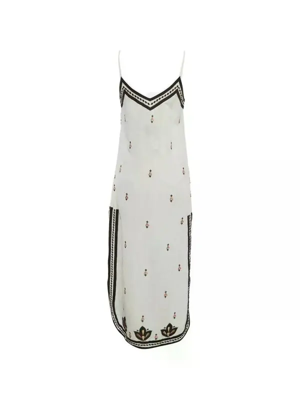 424 Embroidered Midi Dress With Front Button Detail