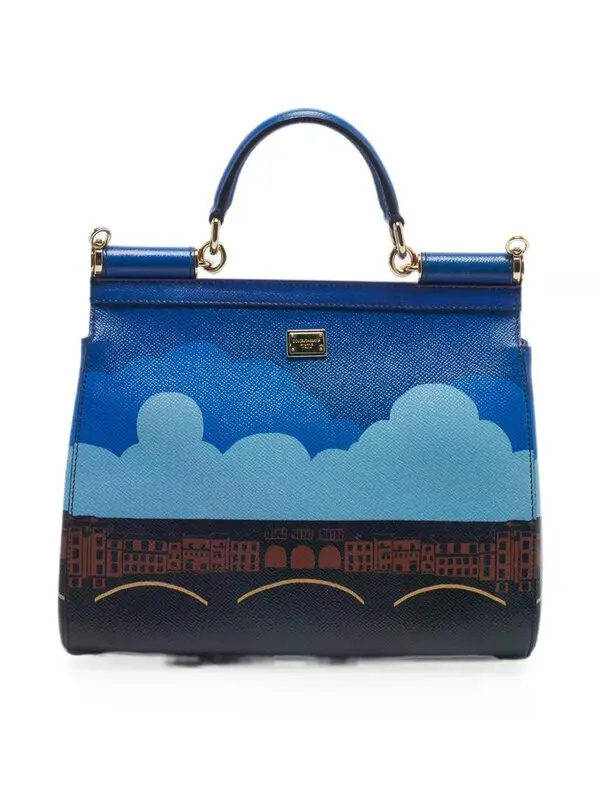 Dolce & Gabbana Medium Miss Sicily Leather Tote Bag - Blue