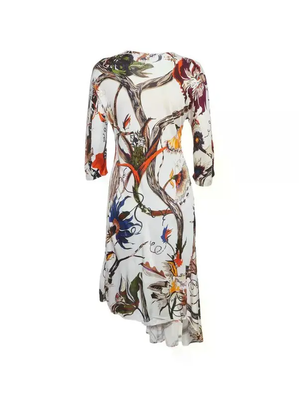 Balenciaga Iguana Floral Asymmetric Dress - White
