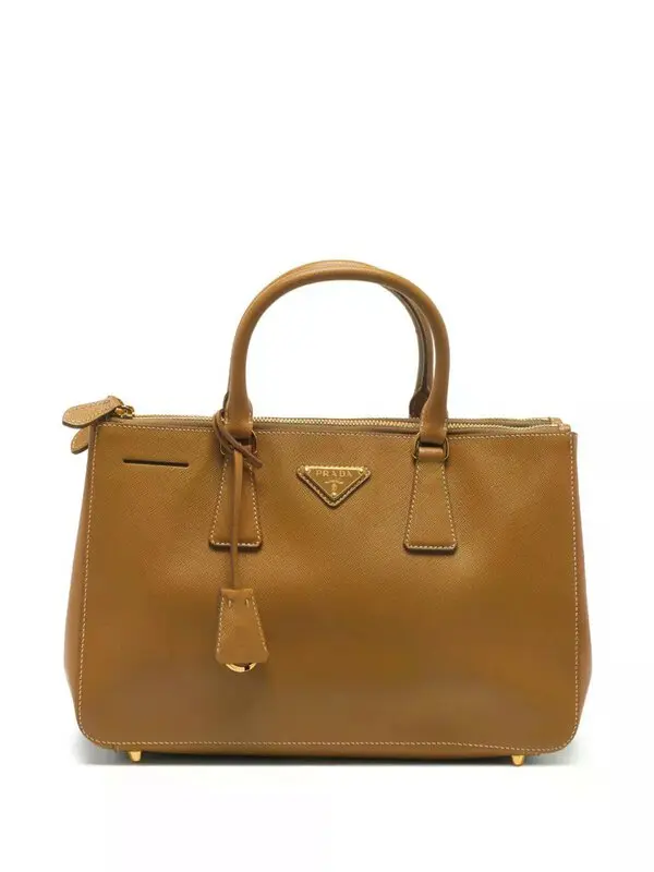 Prada Saffiano Lux Double-zip Tote Bag - Brown