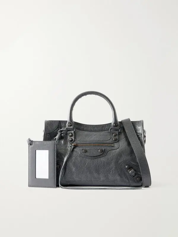 Balenciaga Le City Small Embellished Textured-leather Tote - Gray